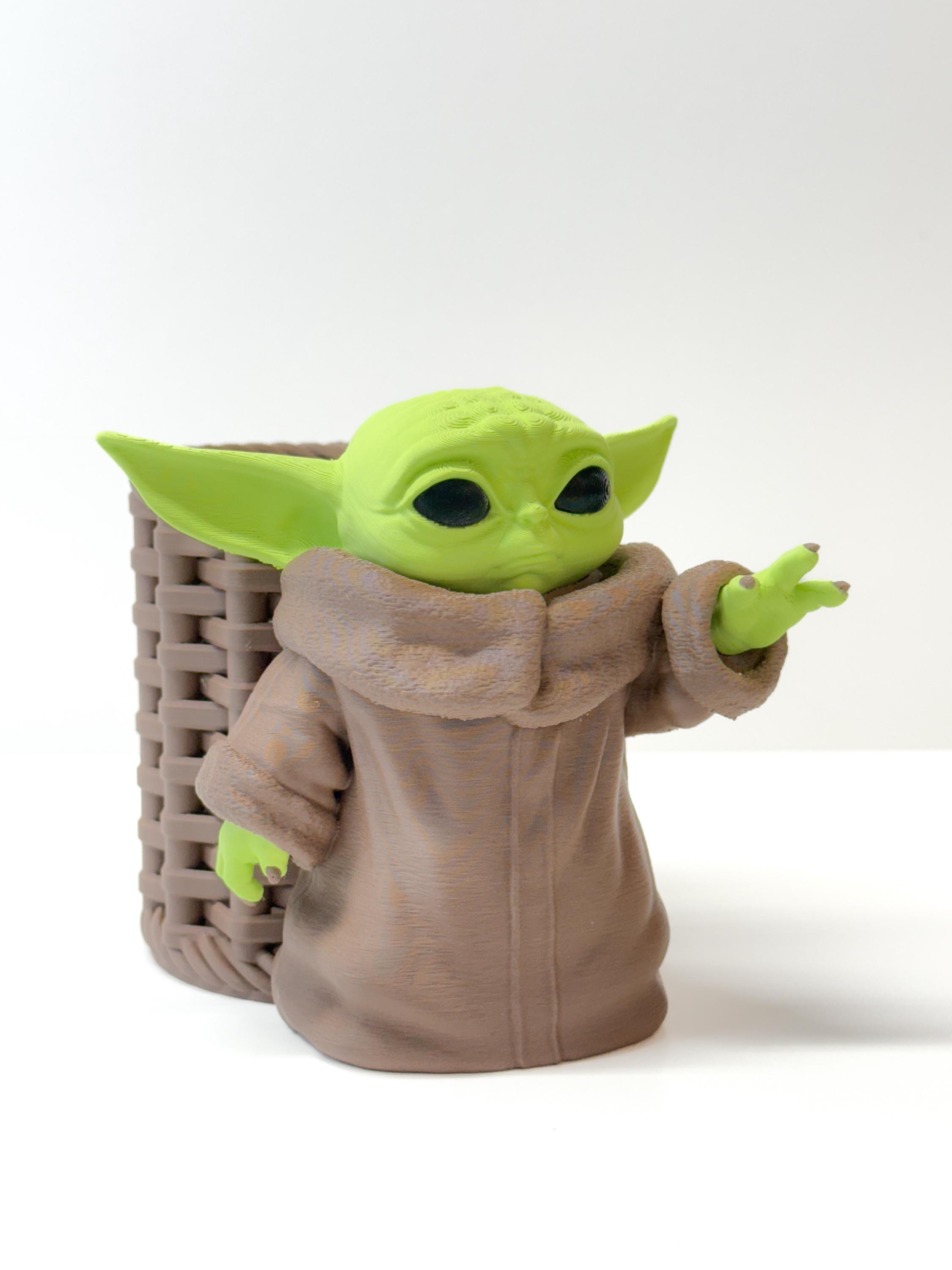 Baby Yoda Pen Holder, 3D Printed Grogu Desk Organizer, Cute Star Wars ...