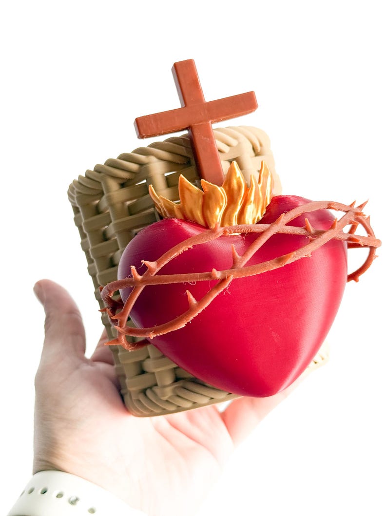 Sacred Heart of Jesus Pen Holder Religious Desk Organizer for Catholic ...