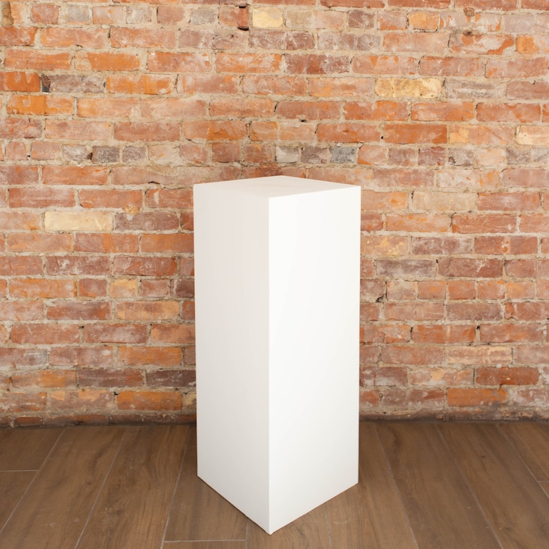 Wooden Display Plinth 12"x12" Top, White Column, Versatile Art Pedestal ...