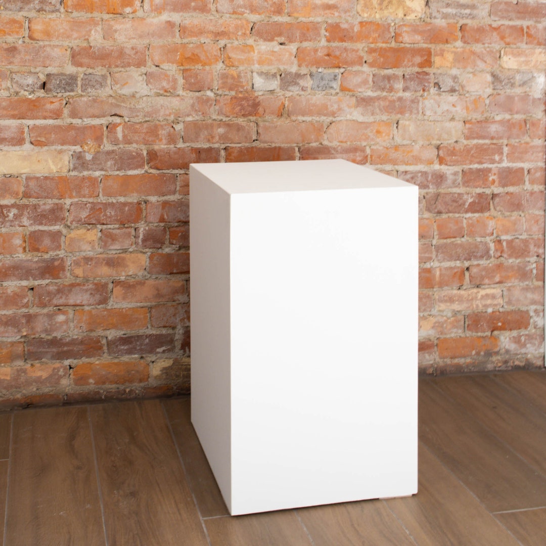 Wooden Display Plinth 20"x20" Top, White Column, Versatile Art Pedestal ...