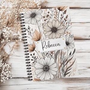 Personalized Wildflowers Spiral Notebook, Custom Name Floral Journaling ...