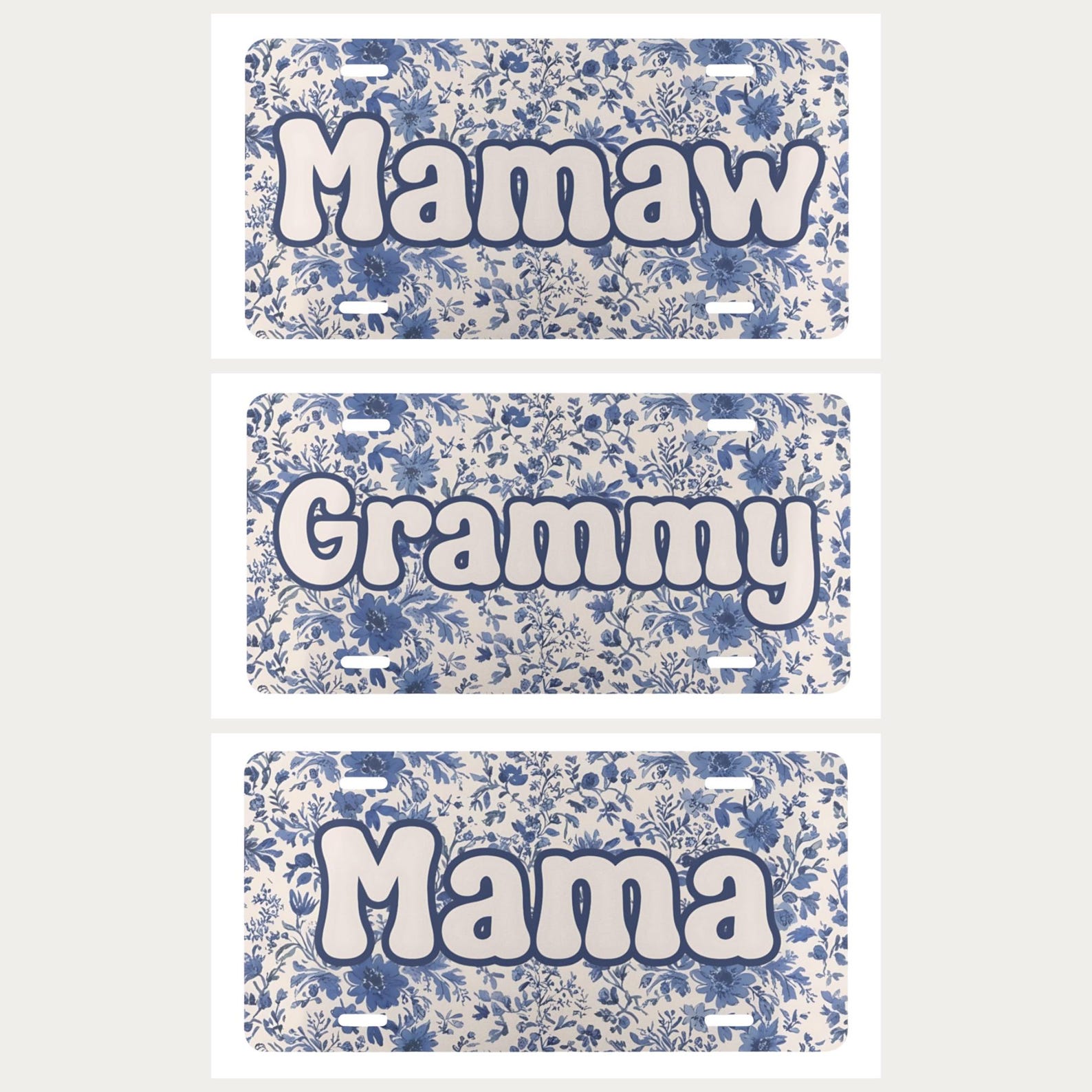 Custom Gigi Blue Floral Car Tag, Car Gifts for Her, Front License Plate ...