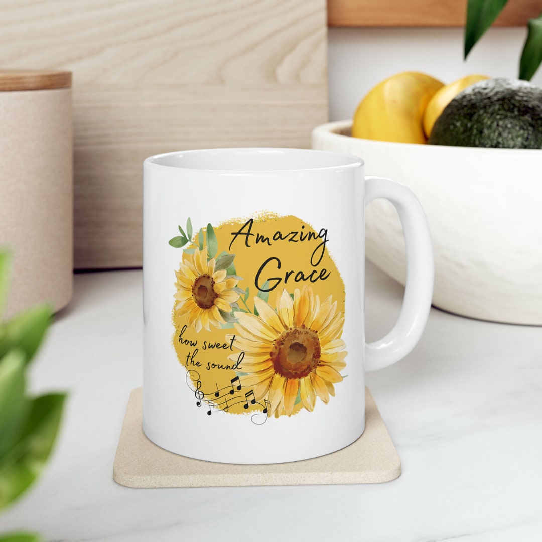 Amazing Grace Sunflowers Coffee Mug, Christian Mug, Inspirational ...