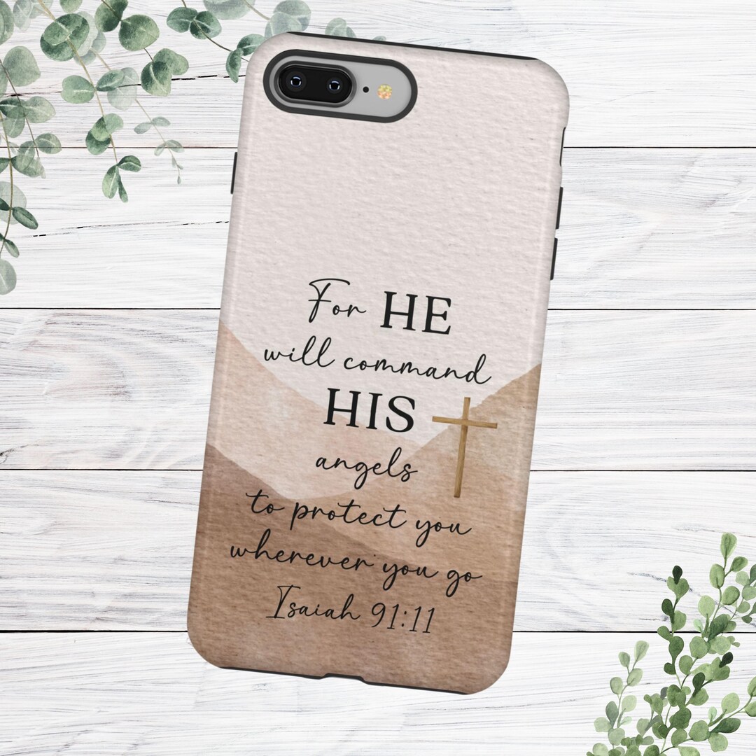Christian Bible Verse iPhone Case, Psalm 91:11, Protective Phone Case ...