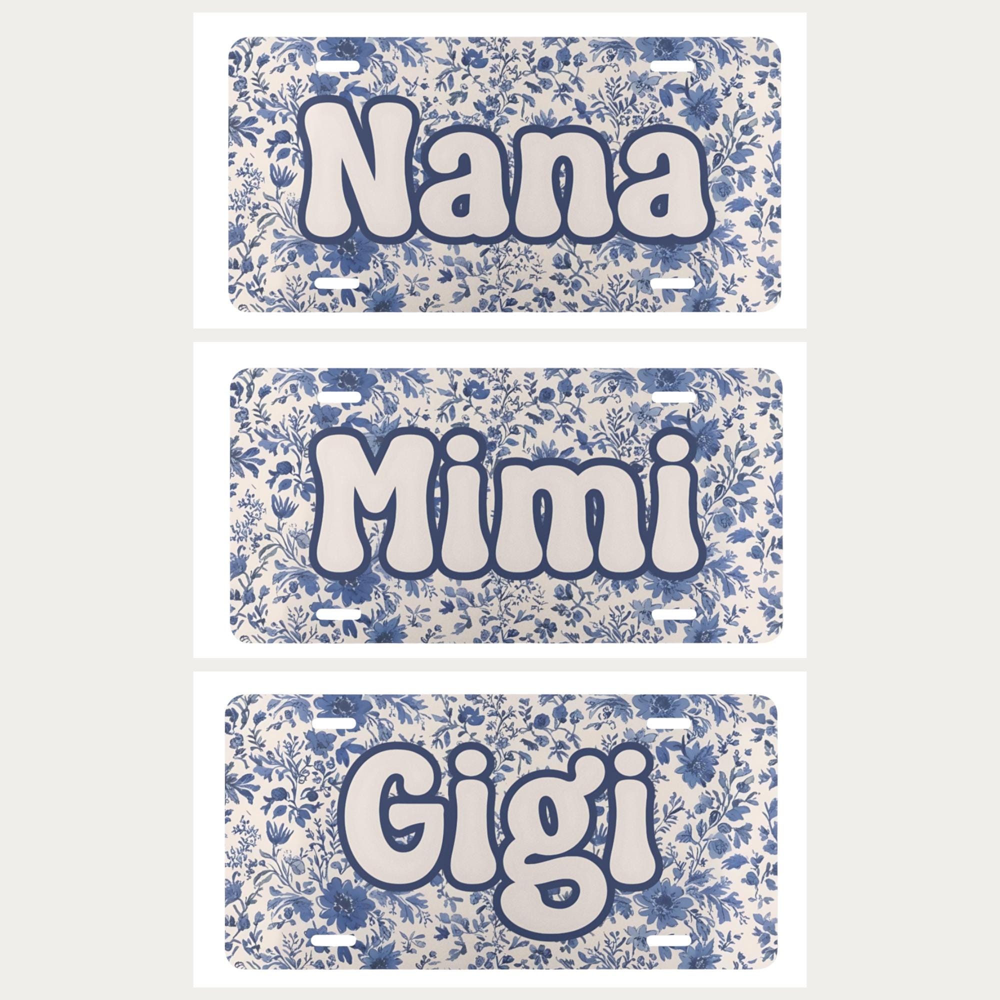 Custom Gigi Blue Floral Car Tag, Car Gifts for Her, Front License Plate ...