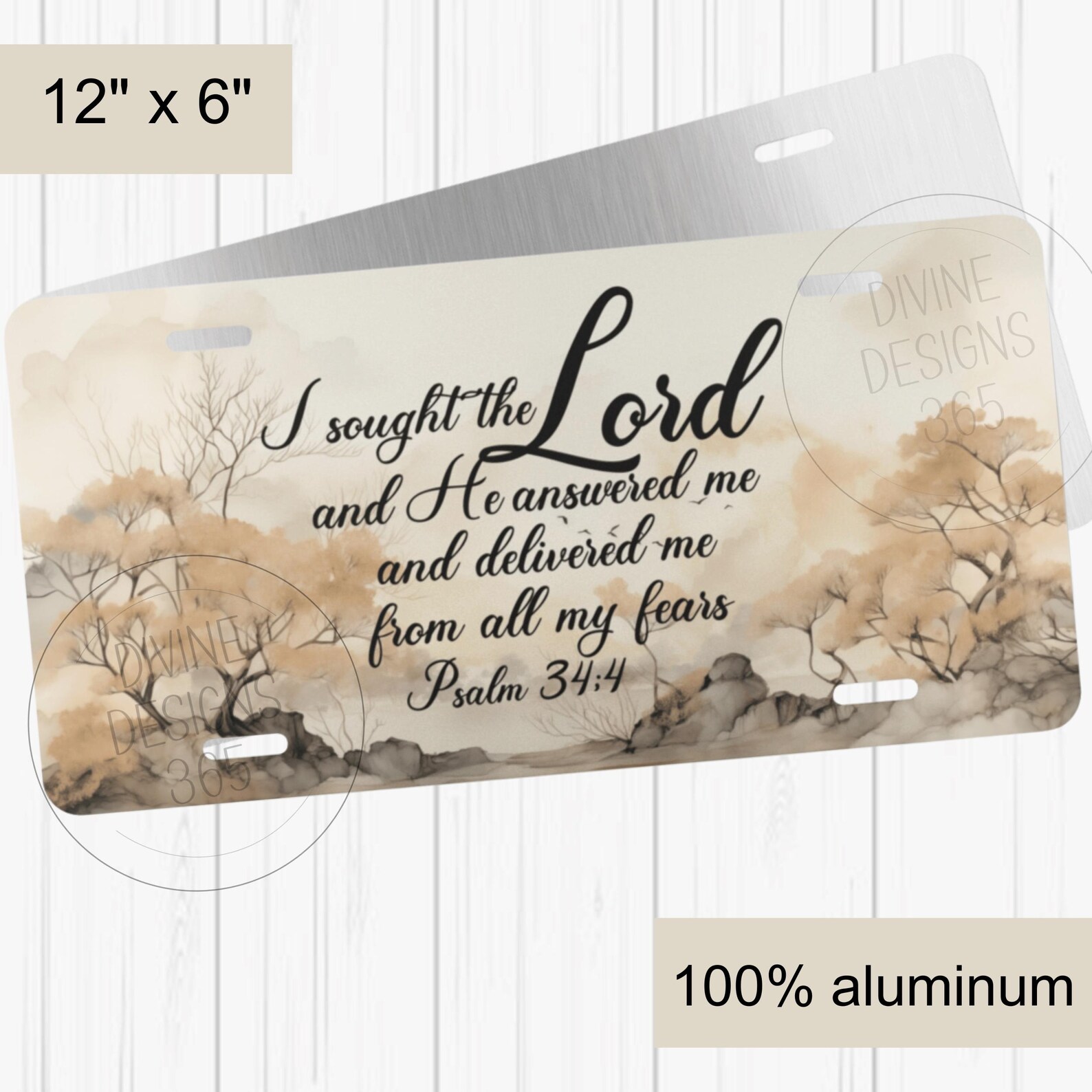 Christian Car Tag, Bible Verse Front License Plate, Psalm 34:4 ...