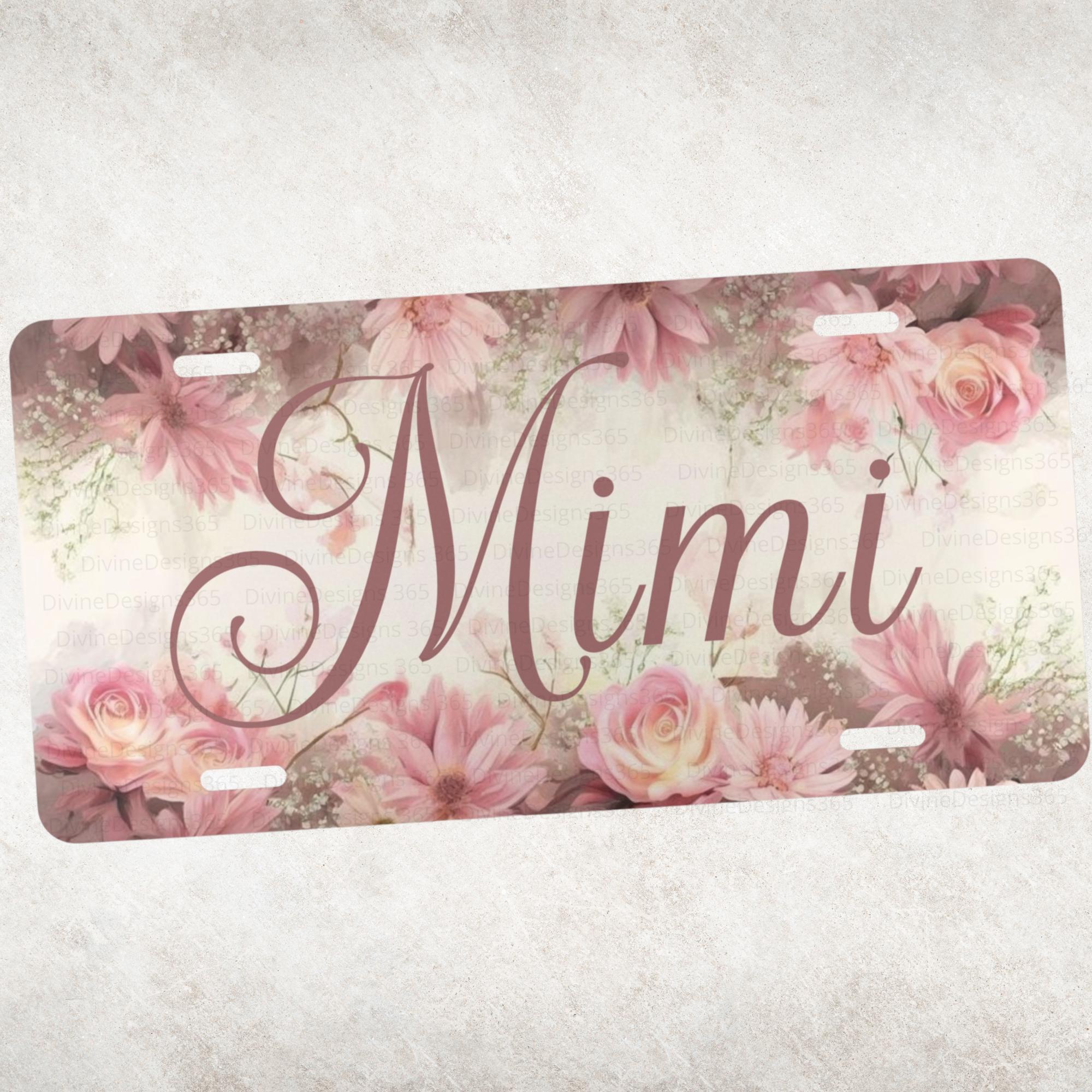 Custom Floral License Plate, Personalized Name Car Tag, Mama Mimi Gigi ...