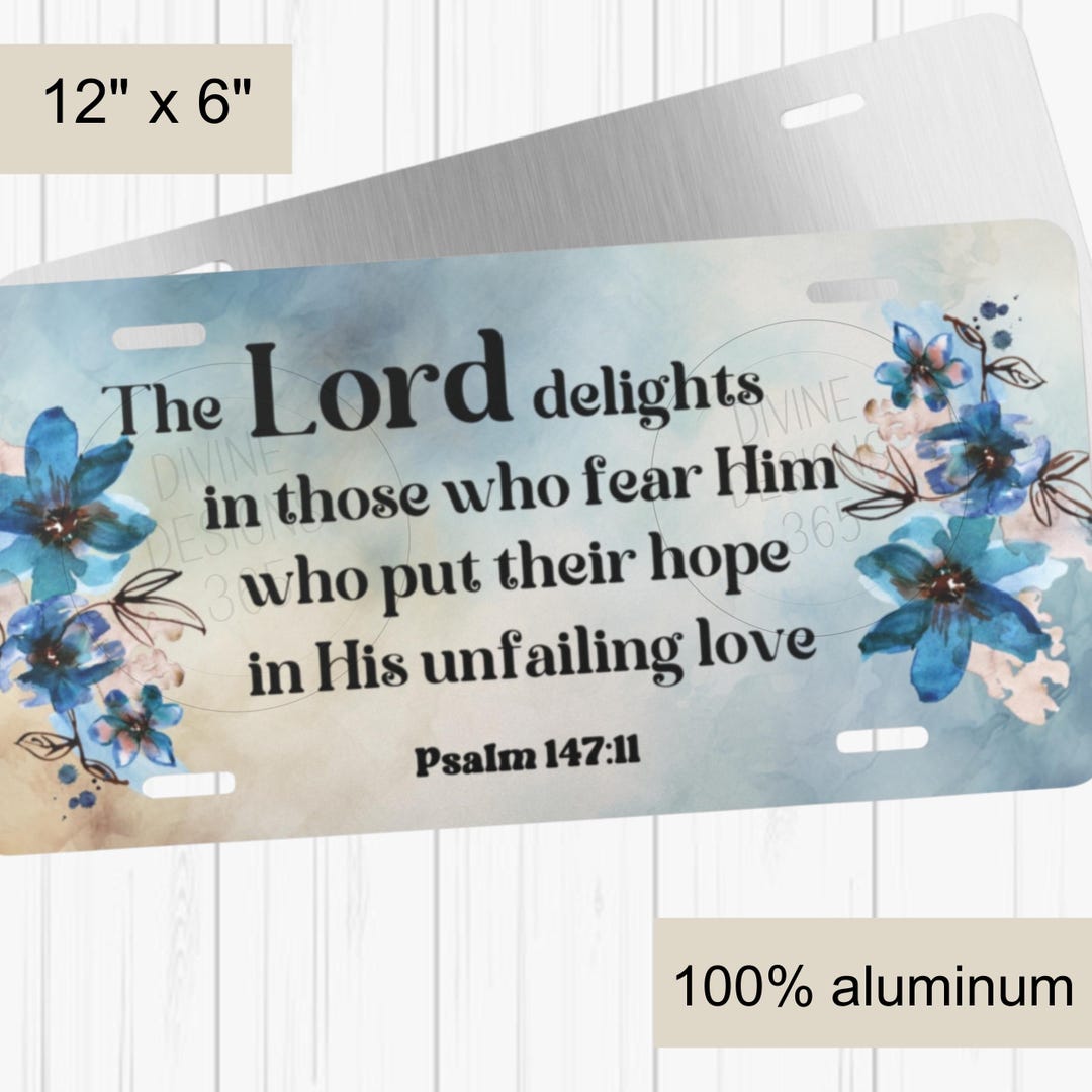 Christian Car License Plate, Bible Verse Vanity Tag, Christian Floral ...