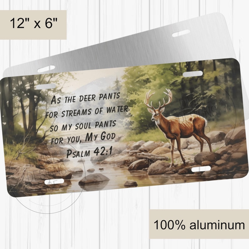 Christian License Plate, Bible Verse Car Tag, Psalm 42:1, Front License ...