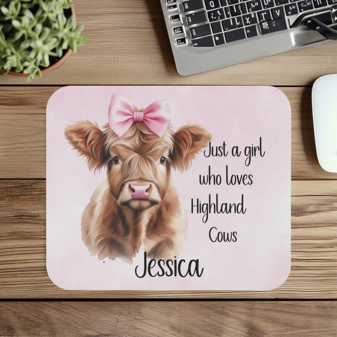 Personalized Highland Cow Mouse Pad, Custom Mousepad, Gift for Highland ...
