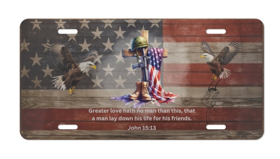 Military Veteran License Plate, Fallen Soldier Car Tag, Veteran Car Tag ...