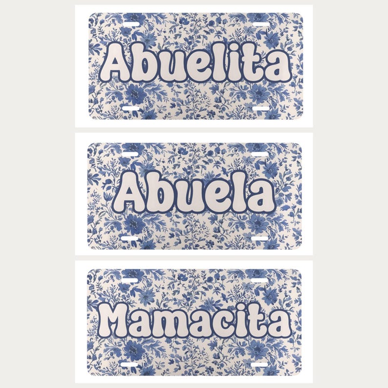 Custom Gigi Blue Floral Car Tag, Car Gifts for Her, Front License Plate ...