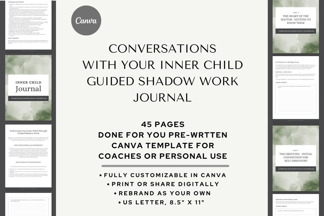 Inner Child Shadow Work Journal Coaching Canva Template Shadow Self ...