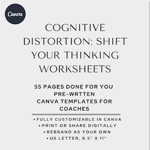 Cognitive Distortion Workbook: CBT & DBT Worksheets (digital Download ...