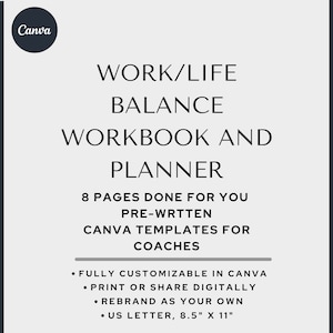 Work Life Balance Career Coach Workbook Handouts Coaching Planner Life ...