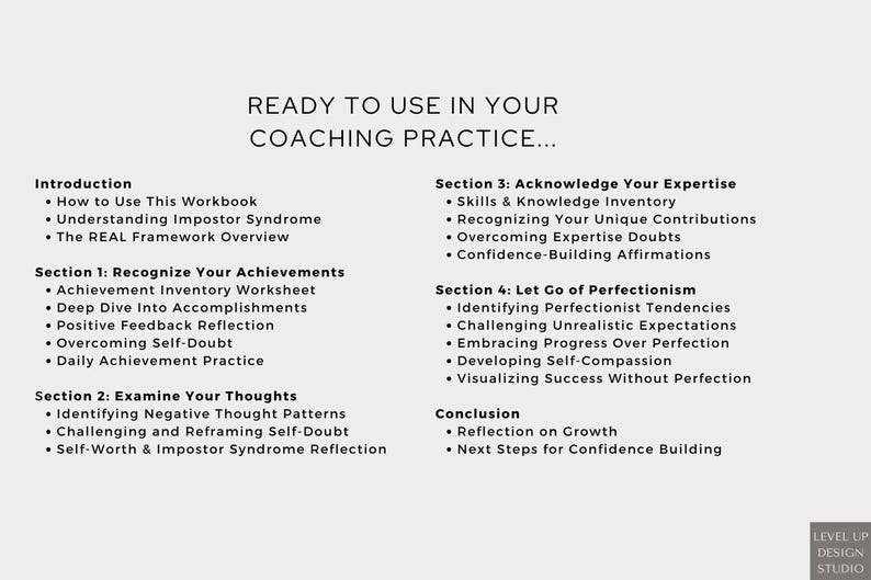 Impostor Syndrome Workbook | Coaching Worksheet for Self-doubt and ...