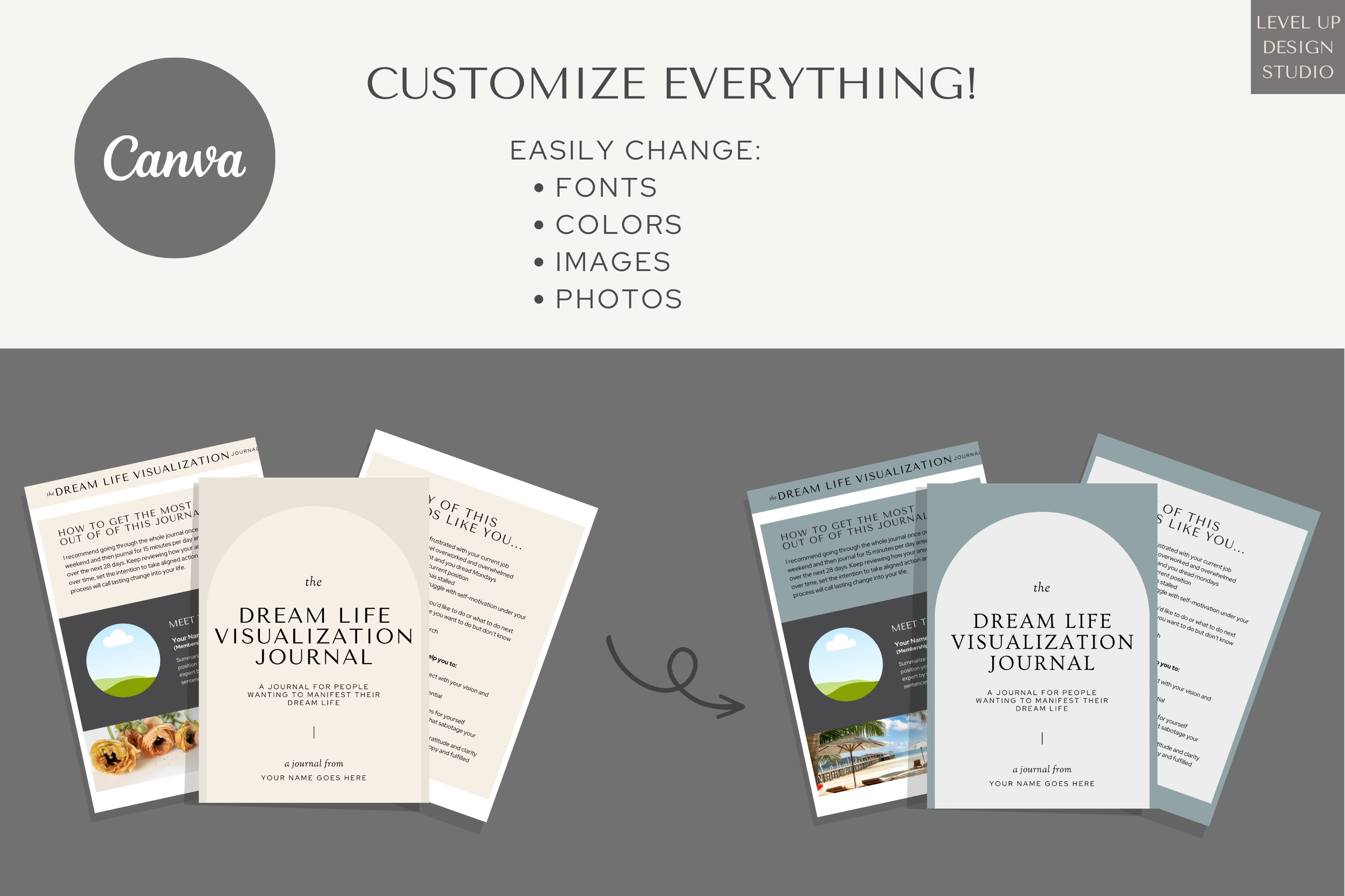 Dream Life Visualization Journal Coaching Canva Template Shadow Self ...