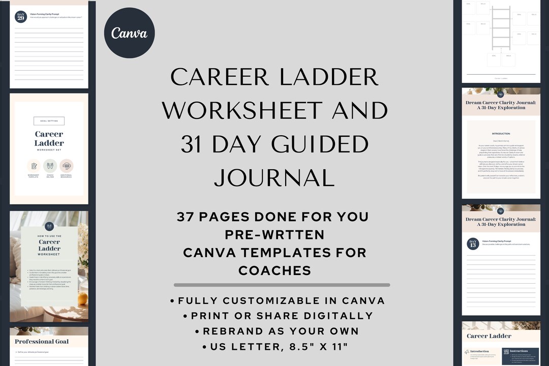 Career Ladder Worksheet: Coaching Tools Canva Template (PDF Download ...