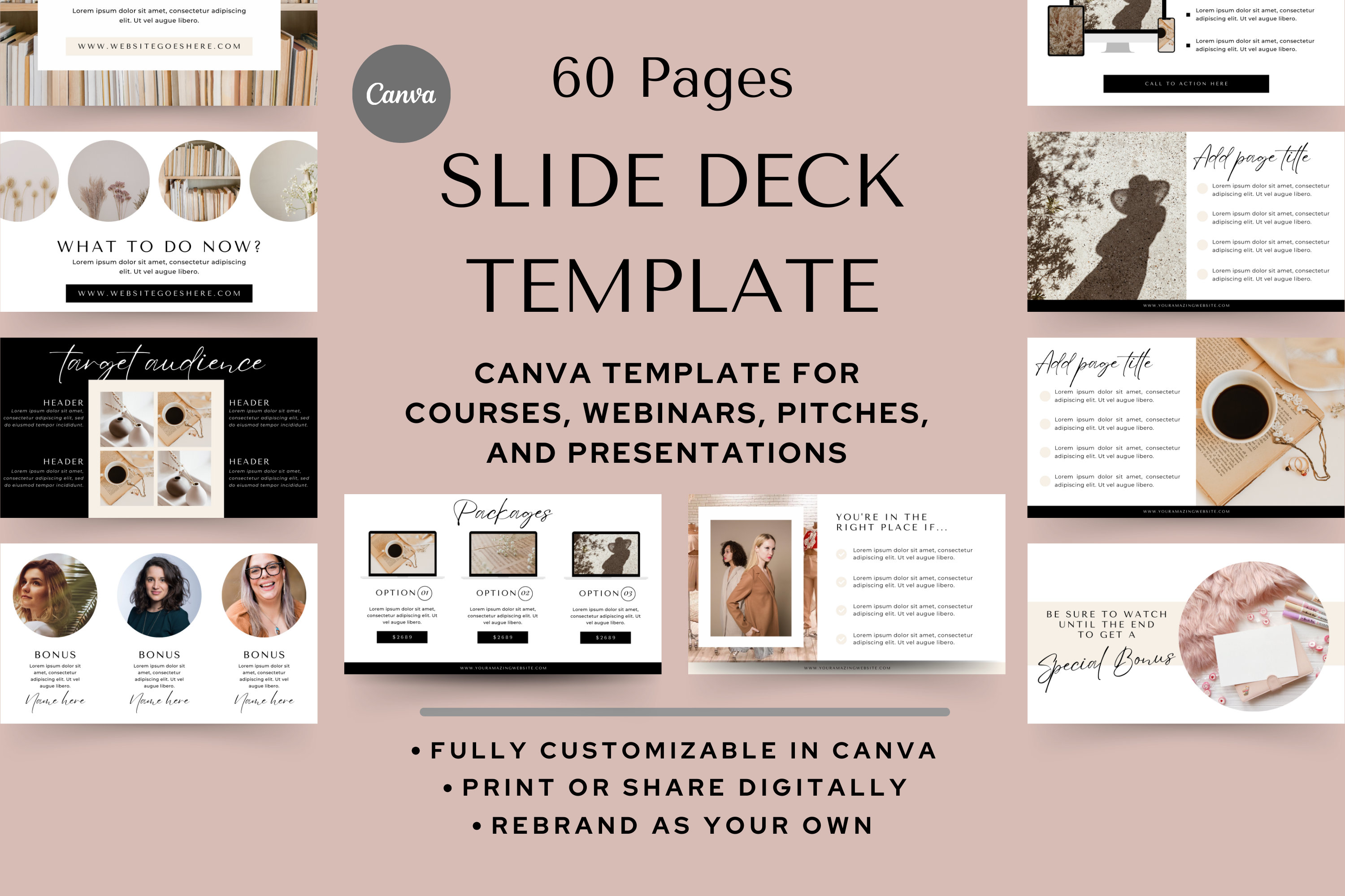 Webinar Slide Deck Canva Template Course Creator Template Webinar Slide Business Webinar ...