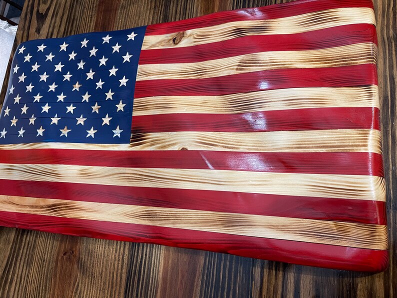 Wooden Wavy 3D American Flag - Etsy