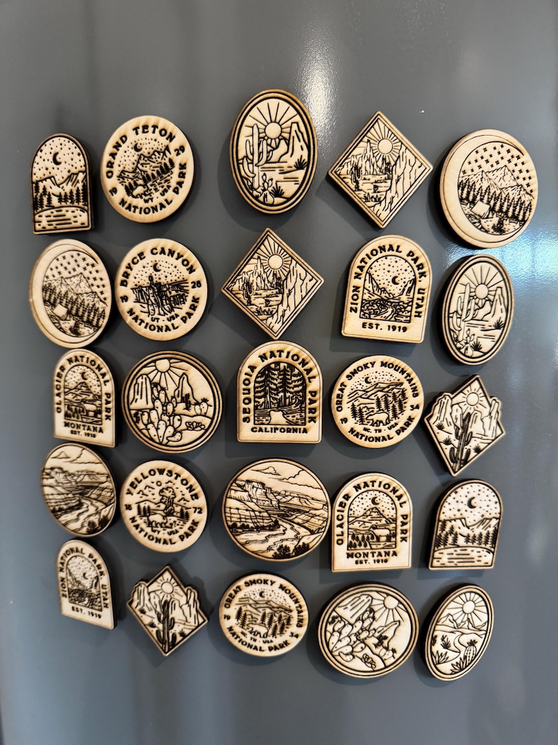 National Park Wooden Laser Cut Magnets - Etsy