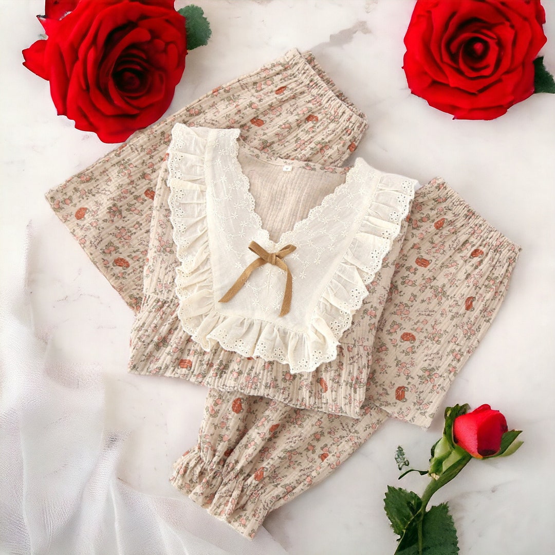 Womens Pyjamas Floral Pyjama Cute Pyjama Frilly Pyjama Funny Pyjama ...