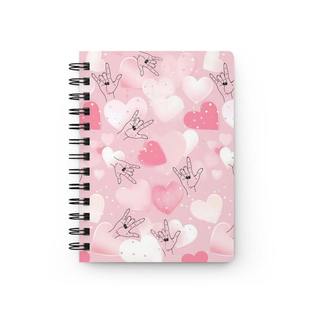 Hearts ASL ily Sign Spiral Bound Journal, American Sign Language - Etsy