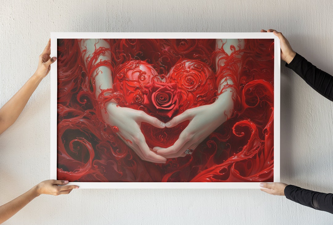 Illustration of Clasped Hands With Rose and Heart 'rose and Heart ...