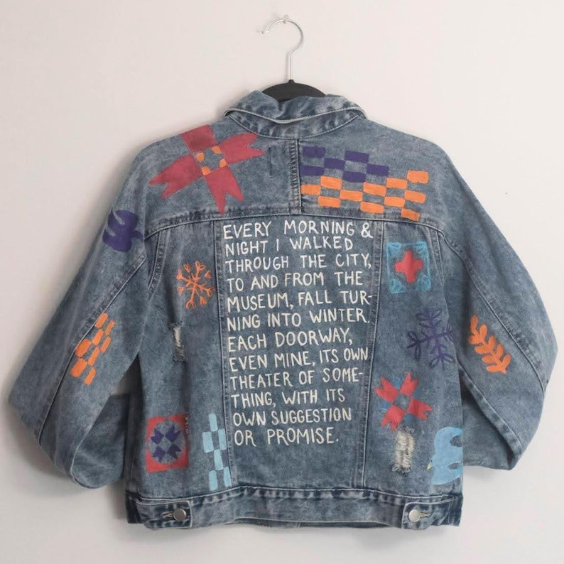 Amina Cain "indelicacy" Poetry Painted Denim Jacket - Etsy