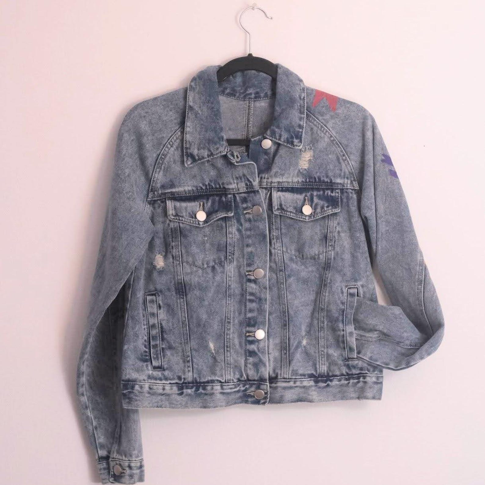 Amina Cain "indelicacy" Poetry Painted Denim Jacket - Etsy
