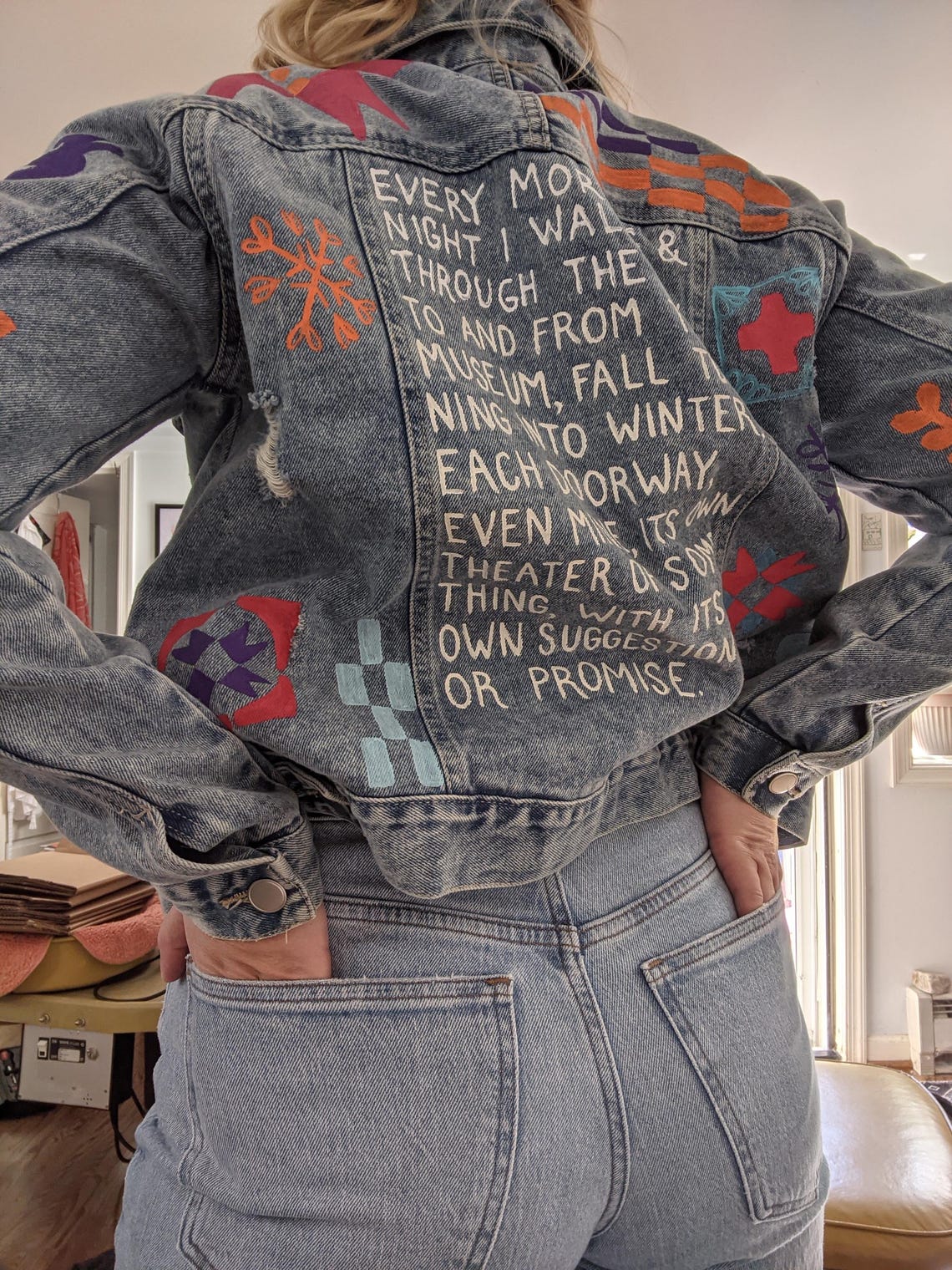 Amina Cain "indelicacy" Poetry Painted Denim Jacket - Etsy