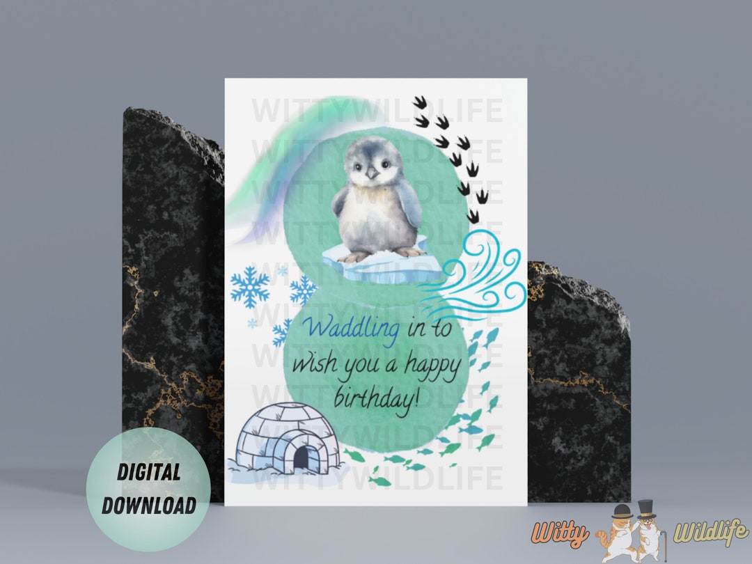 Funny Penguin Birthday Card | Printable Penguin Greeting Card | Instant ...