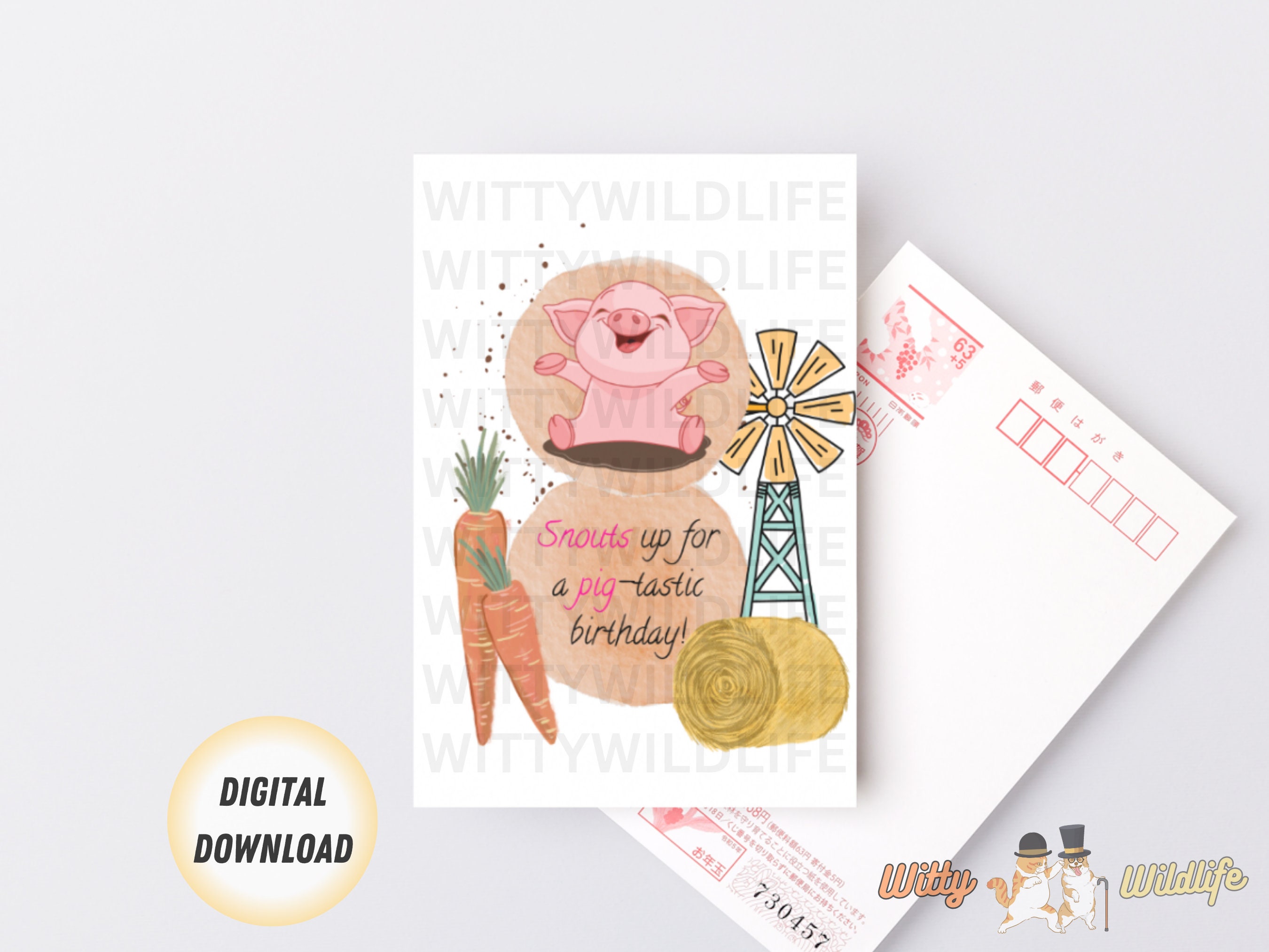 Funny Pig Birthday Card Printable Download - Etsy