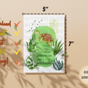 Funny Turtle Birthday Card | Printable Turtle Greeting Card | Instant ...