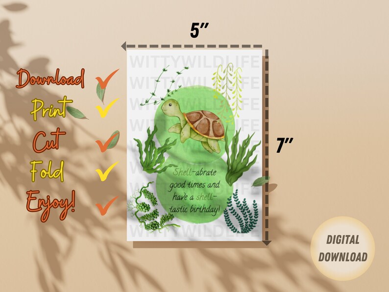 Funny Turtle Birthday Card | Printable Turtle Greeting Card | Instant ...