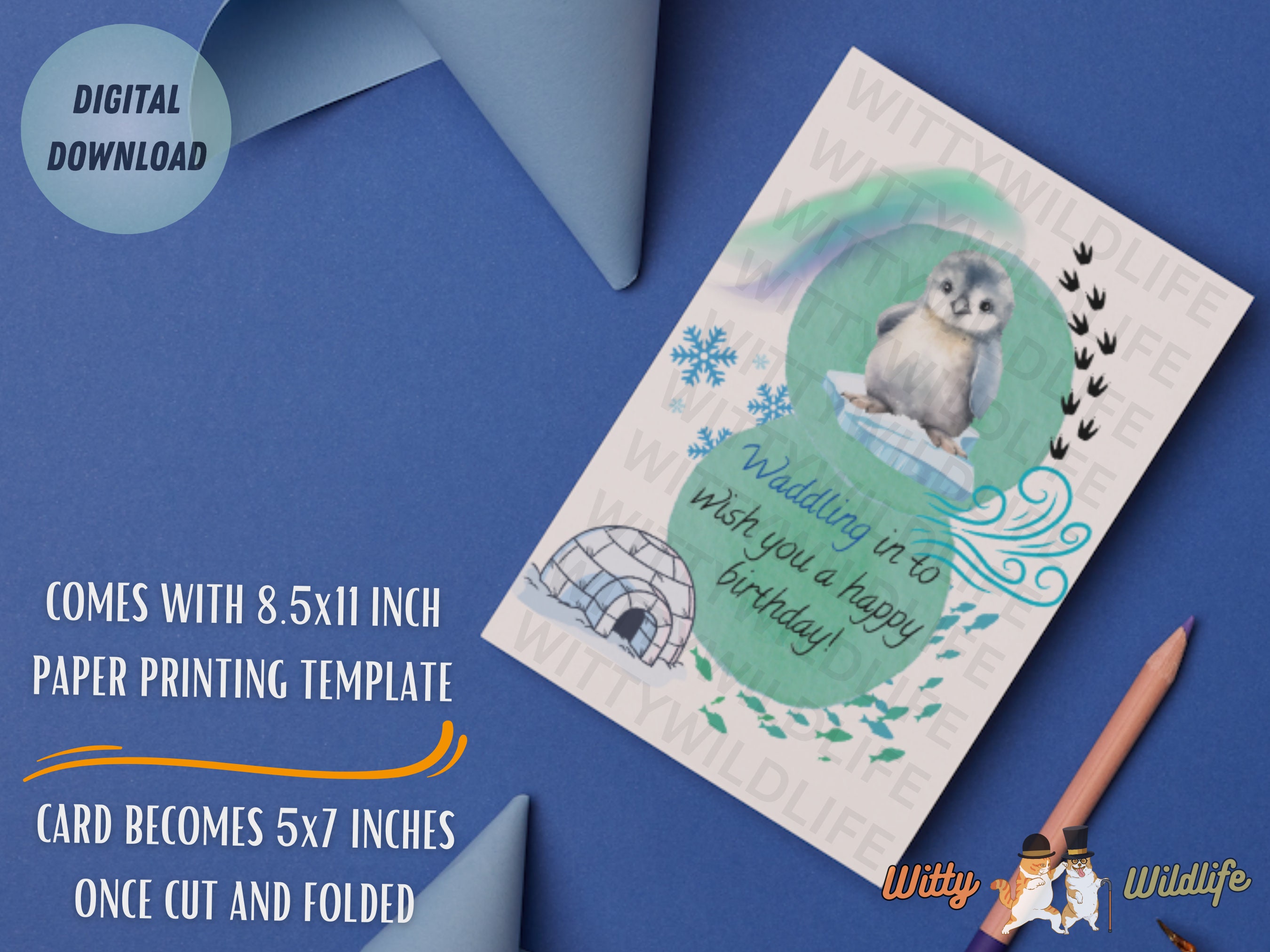 Funny Penguin Birthday Card | Printable Penguin Greeting Card | Instant ...