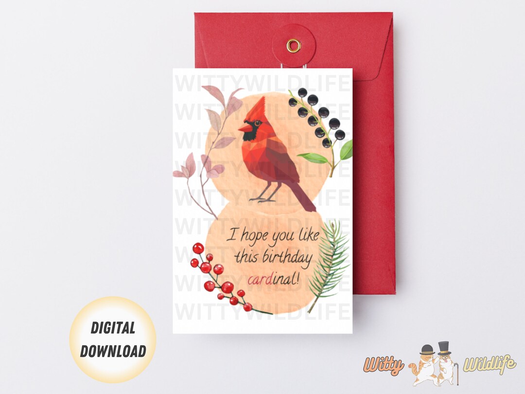 Cute Cardinal Birthday Card | Printable Cardinal Greeting Card ...