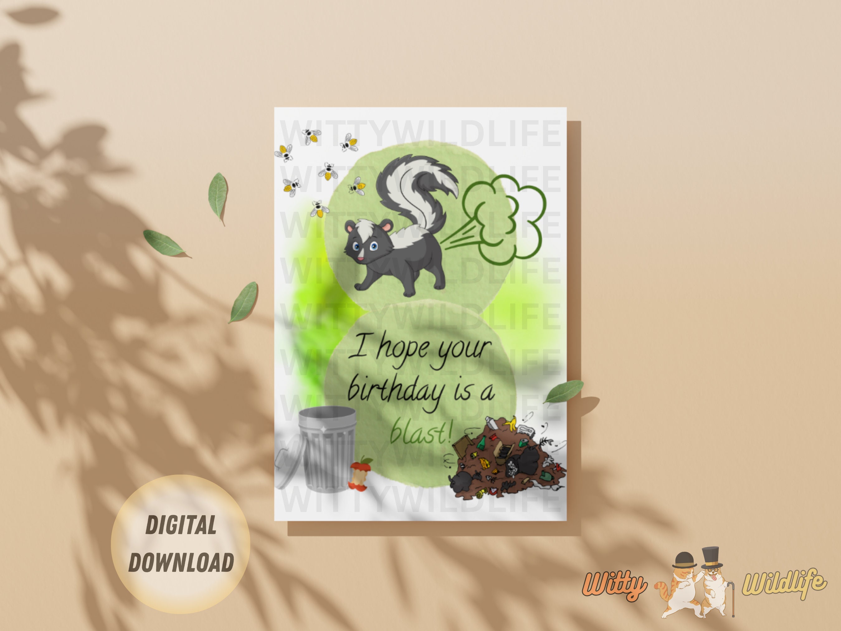 Funny Skunk Birthday Card | Printable Skunk Greeting Card | Instant ...