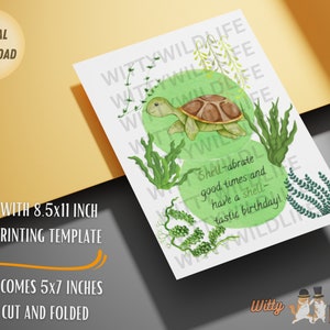 Funny Turtle Birthday Card | Printable Turtle Greeting Card | Instant ...