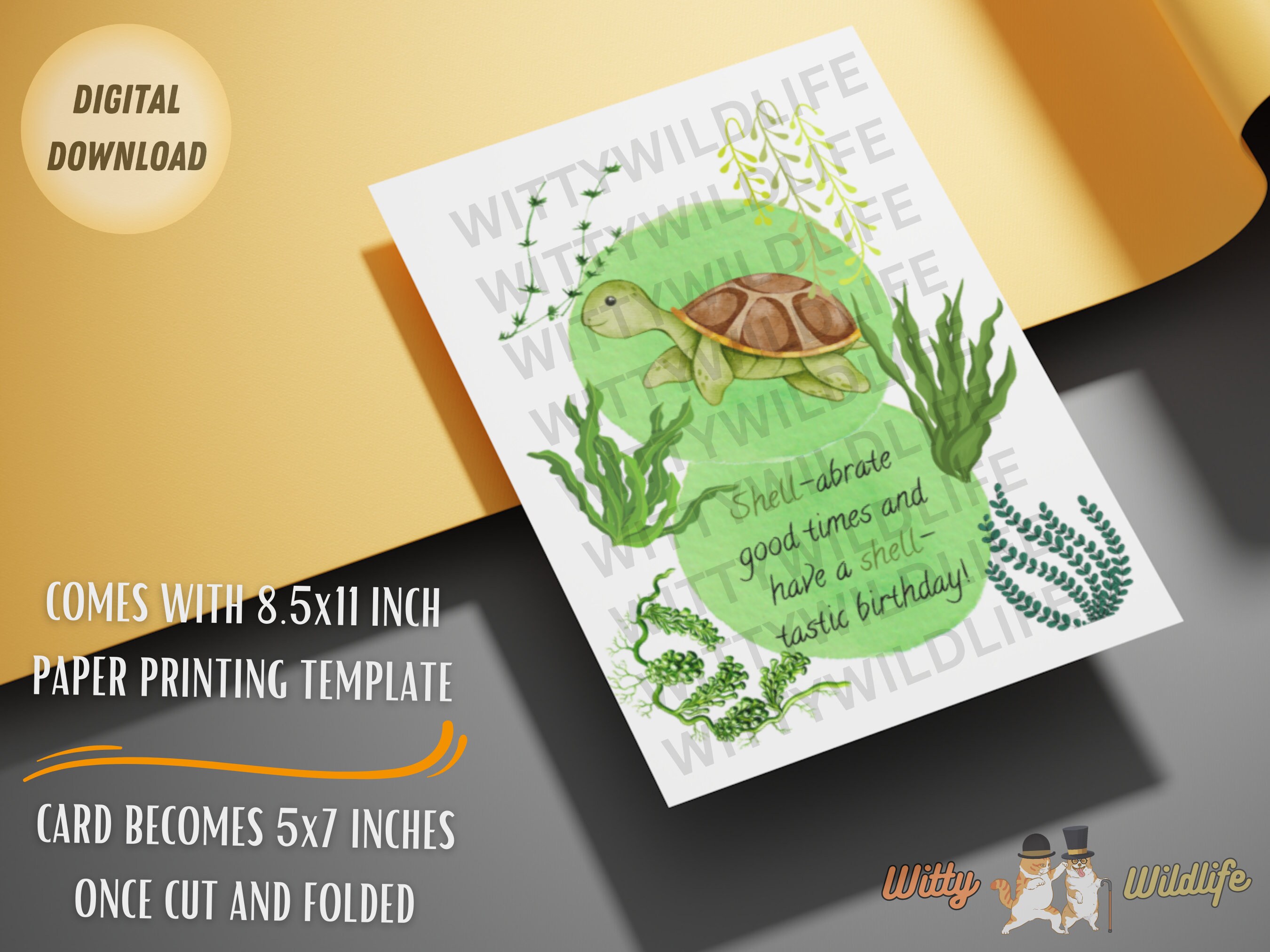 Funny Turtle Birthday Card | Printable Turtle Greeting Card | Instant ...