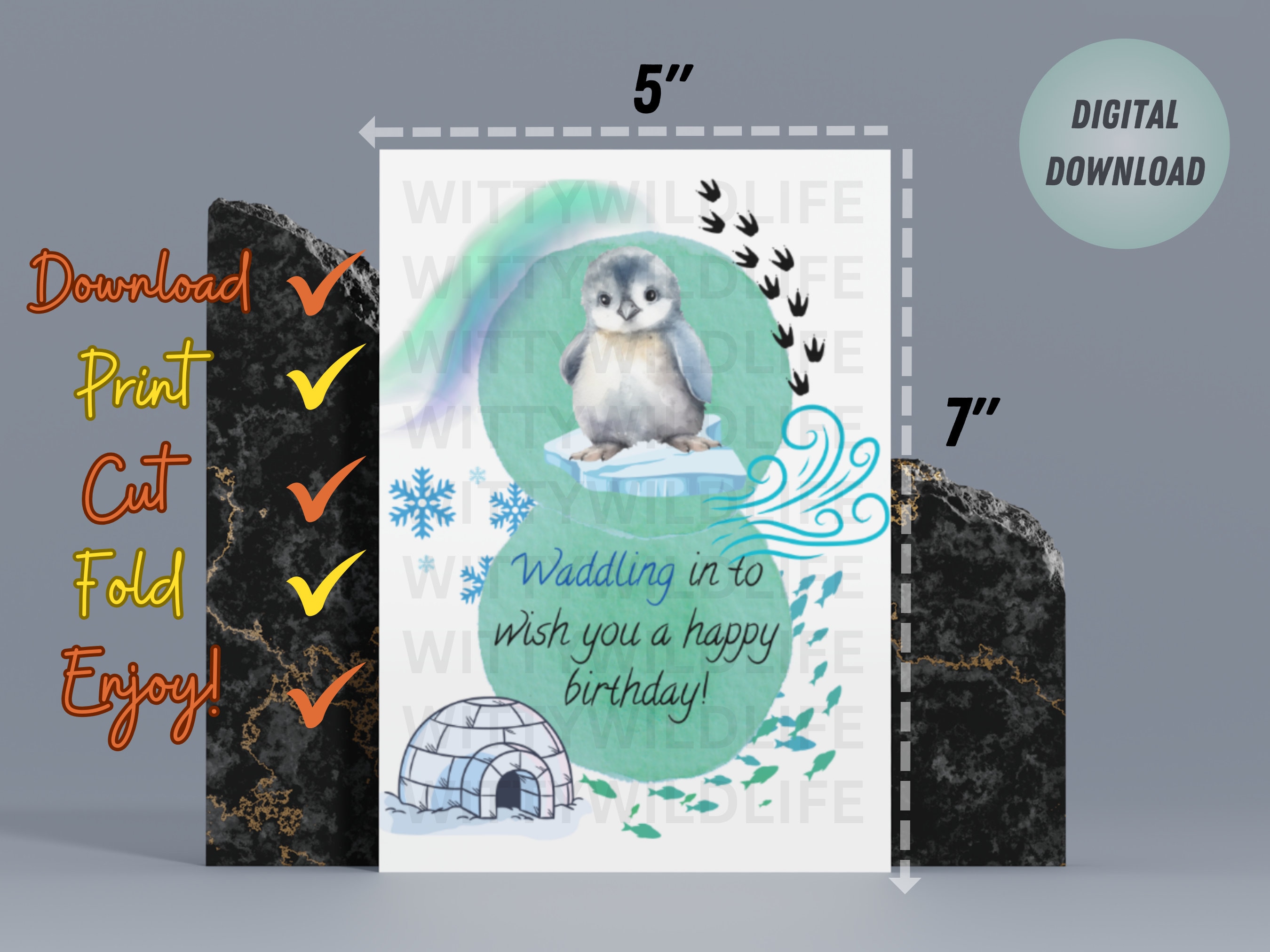 Funny Penguin Birthday Card | Printable Penguin Greeting Card | Instant ...