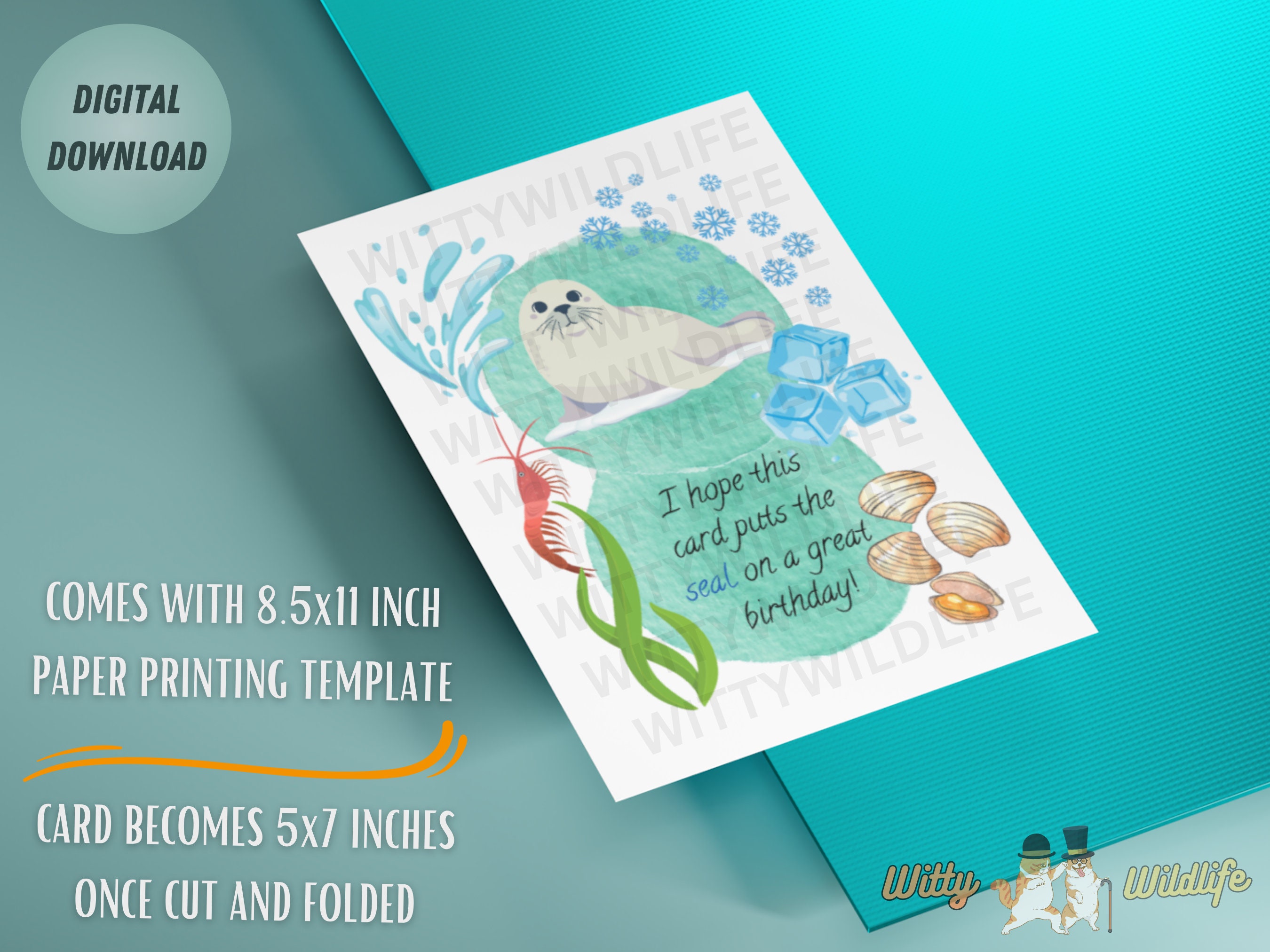 Funny Seal Birthday Card | Printable Seal Greeting Card | Instant ...