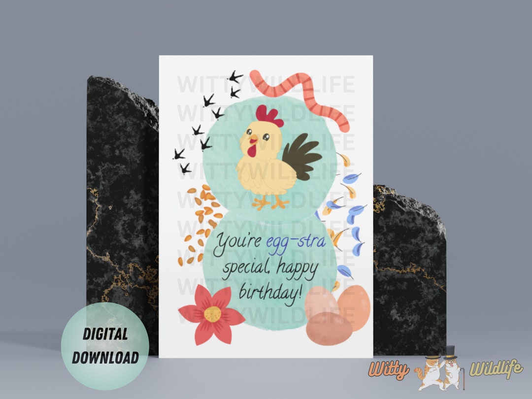 Funny Chicken Birthday Card | Printable Chicken Greeting Card | Instant ...