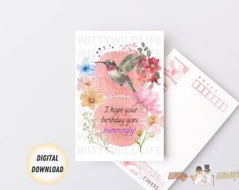 Hummingbird Birthday Card, Printable Card for Her, Pretty Watercolor ...