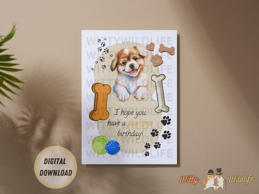 Cute Dog Birthday Card Printable Download - Etsy
