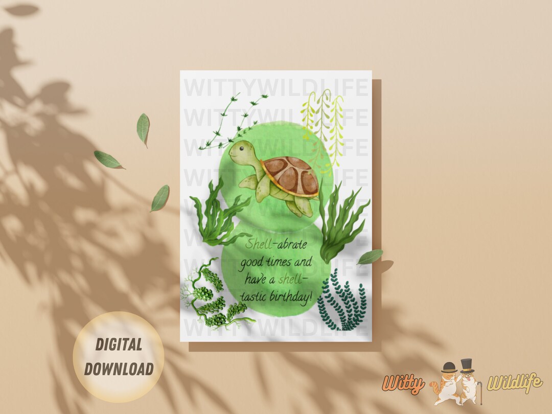 Funny Turtle Birthday Card | Printable Turtle Greeting Card | Instant ...