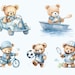 Blue Teddy Bear Clipart, Baby Shower Clip Art, Sleepy Teddy Bears, Cute ...