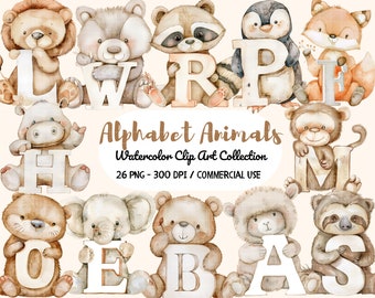 Animals A to Z Clipart, Animal Alphabet Clip Art, Cute Nursery Animals ...