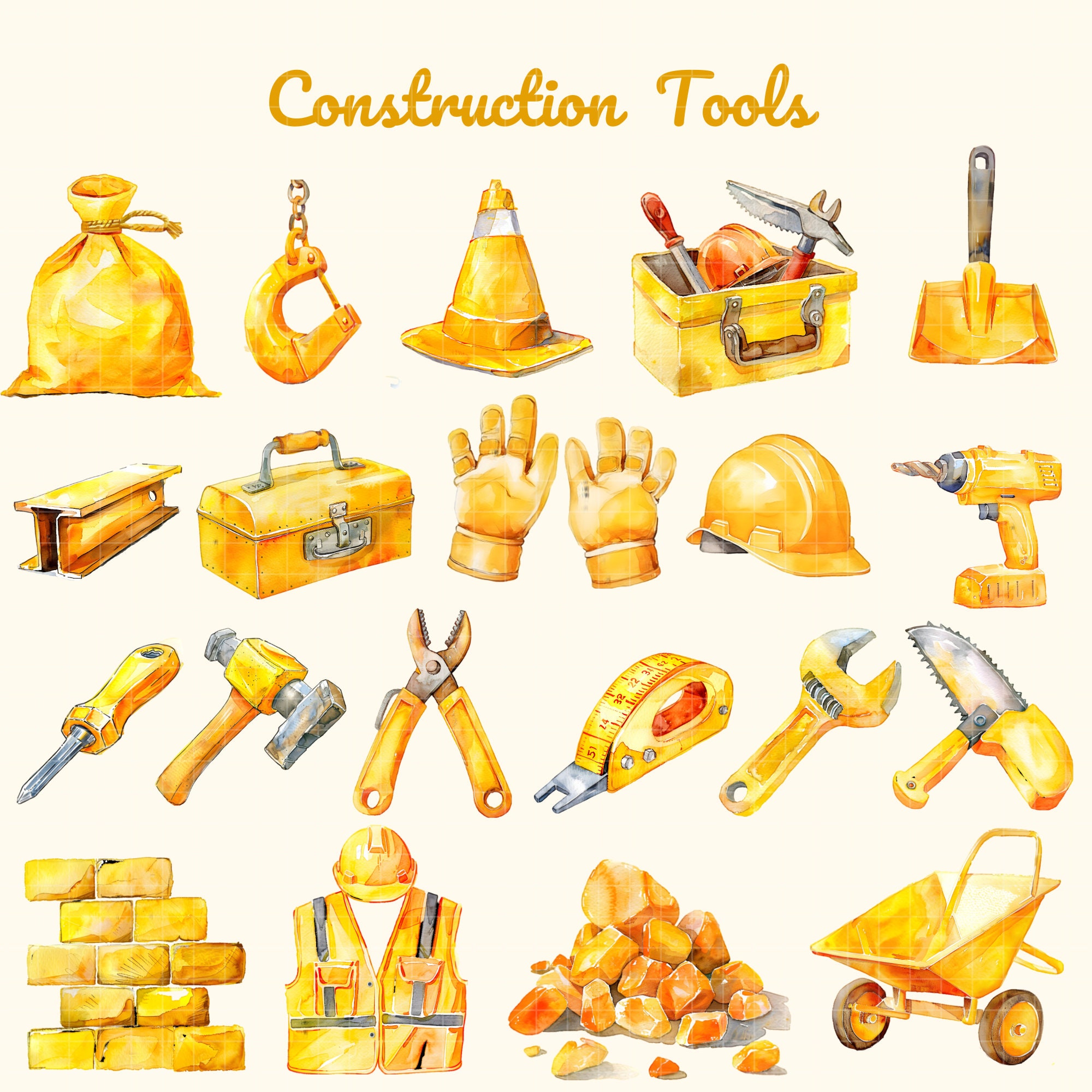 Cute Construction Clipart, Kids Excavator Bulldozer, Invitations ...