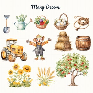 Cute Farm Clipart, Farm Animals Watercolor, Farm Baby Animals, Little ...